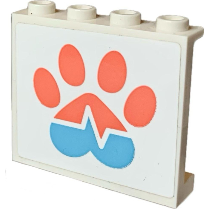 LEGO White Panel 1 x 4 x 3 with Paw and Shelfs, Clipboard and Towel on ...