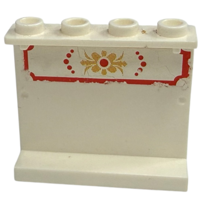 LEGO Panel 1 x 4 x 3 with red frame, red dots and golden flower Sticker ...
