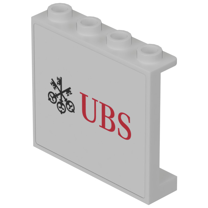 LEGO Panel 1 x 4 x 3 with 'UBS' Sticker with Side Supports (60581 ...