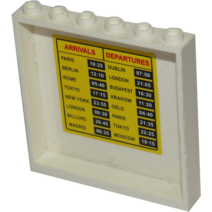 LEGO Panel 1 x 6 x 5 with Arrivals / Departures Schedule Sticker (59349 ...