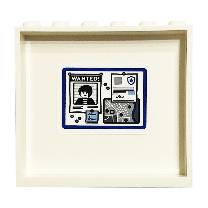 LEGO White Panel 1 x 6 x 5 with Map, 'WANTED', Notes, Female Sticker ...
