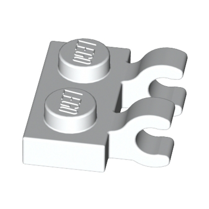 LEGO White Plate 1 x 2 with Horizontal Clips (Open 'O' Clips) (49563 / ...