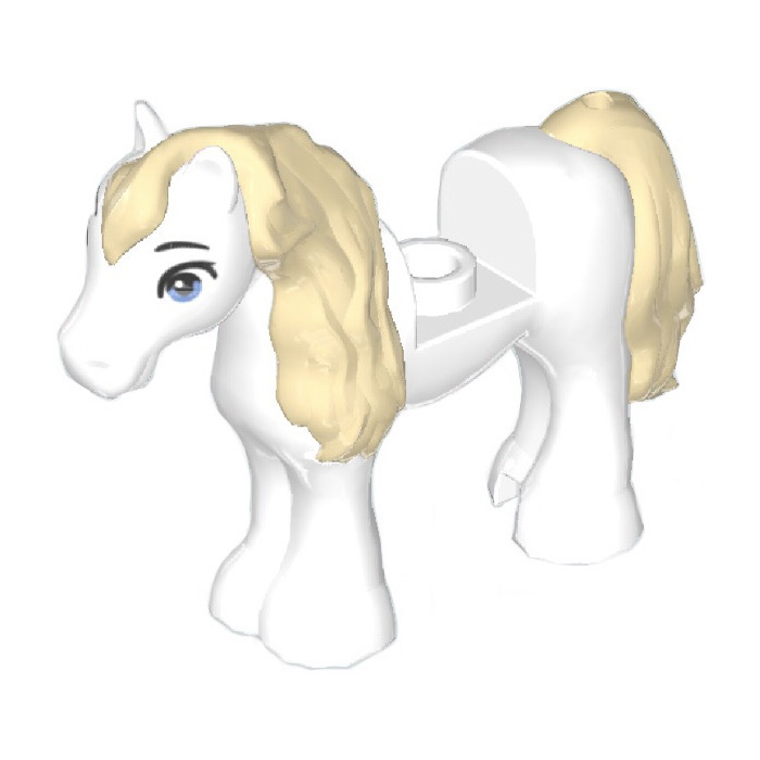 LEGO White Pony with Cutout with Tan Hair and Sand Blue Eyes (106059 ...