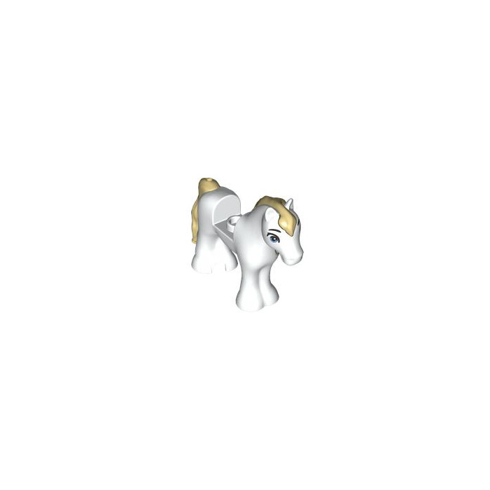 LEGO White Pony with Cutout with Tan Hair and Sand Blue Eyes (106059 ...