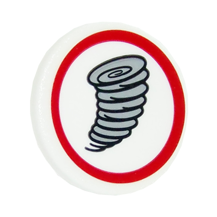 LEGO White Roadsign Clip-on 2 x 2 Round with Tornado Sticker (30261 ...