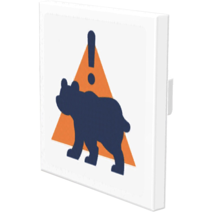 LEGO White Roadsign Clip-on 2 x 2 Square with Bear Warning Sign Sticker ...