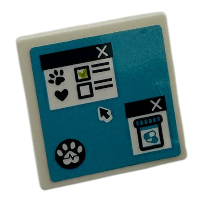 LEGO White Roadsign Clip-on 2 x 2 Square with monitor with paw and ...