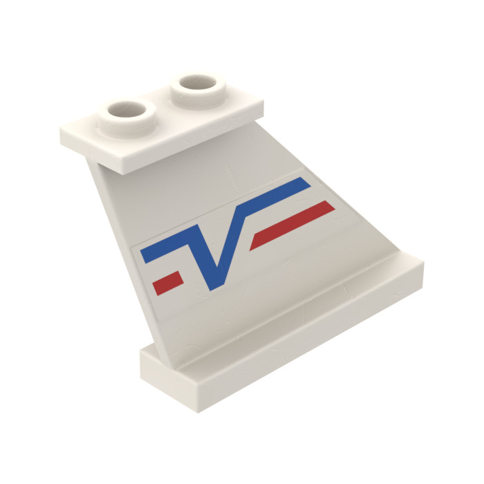 LEGO White Rudder 1 x 3 x 4 with Blue 'V' and Red Line Pattern on Both ...