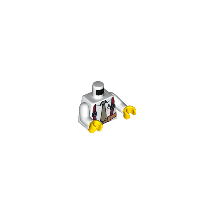 LEGO Shirt Torso With Tan Tie, Brown Suspenders (3814 / 76382) | Brick Owl