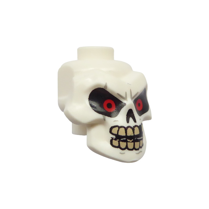 LEGO White Skull Head with Red Eyes, Open Mouth and Missing Tooth (3626 ...