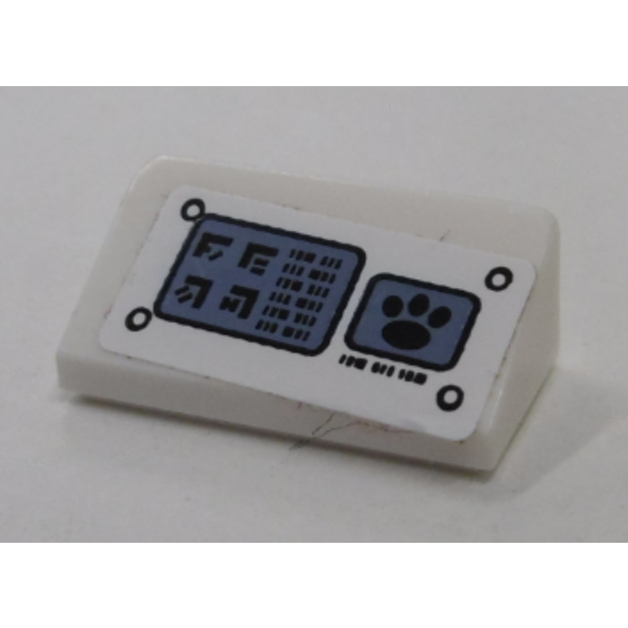 LEGO White Slope 1 x 2 (31°) with Control Panel and Paw Sticker (85984 ...