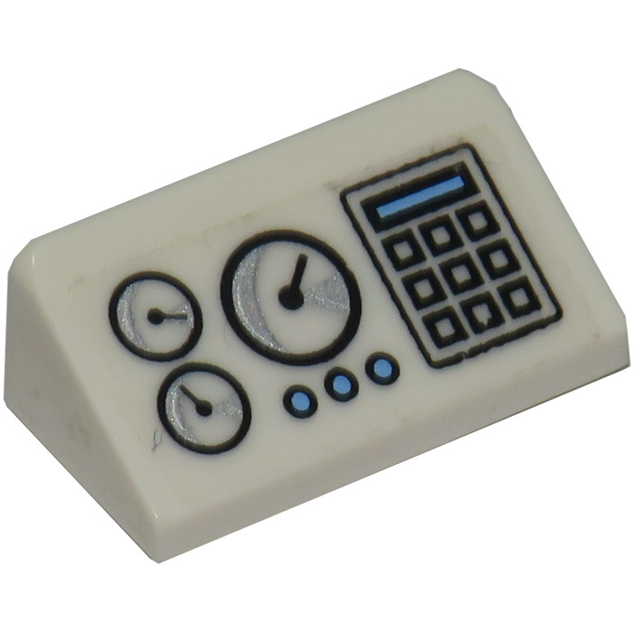 LEGO White Slope 1 x 2 (31°) with Control Panel Sticker (85984) | Brick ...