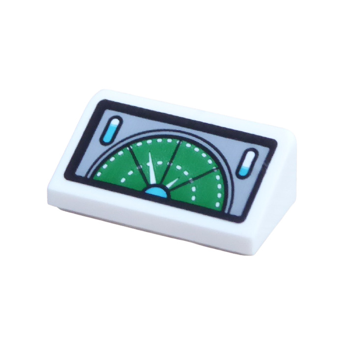 LEGO White Slope 1 x 2 (31°) with Green Gauges Sticker (85984) | Brick ...