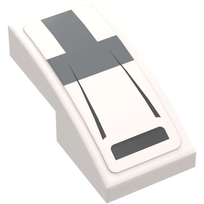 LEGO White Slope 1 x 2 Curved with Black and Gray Markings Sticker ...