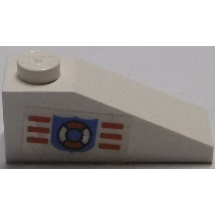 LEGO White Slope 1 x 3 (25°) with Life Ring, Red Stripes (Right ...