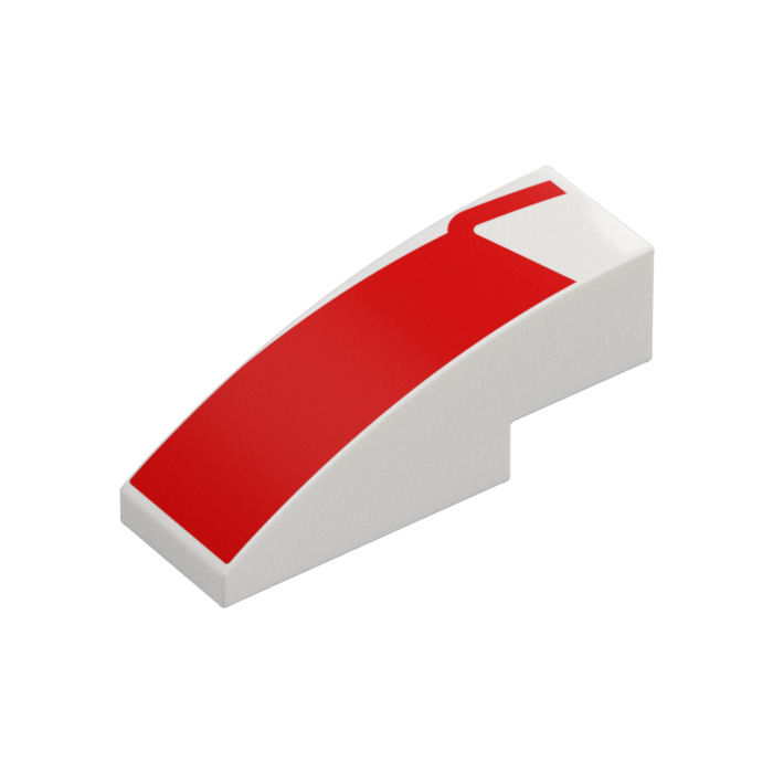 LEGO White Slope 1 x 3 Curved with Red Panel and Line (Right) (50950 ...