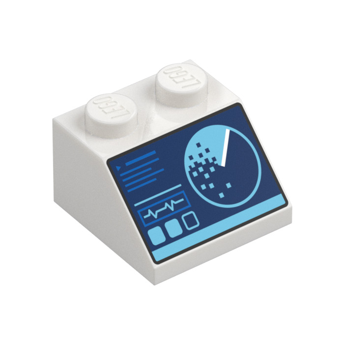 LEGO White Slope 2 x 2 (45°) with Dark Blue Sonar Screen (3039 / 69043 ...
