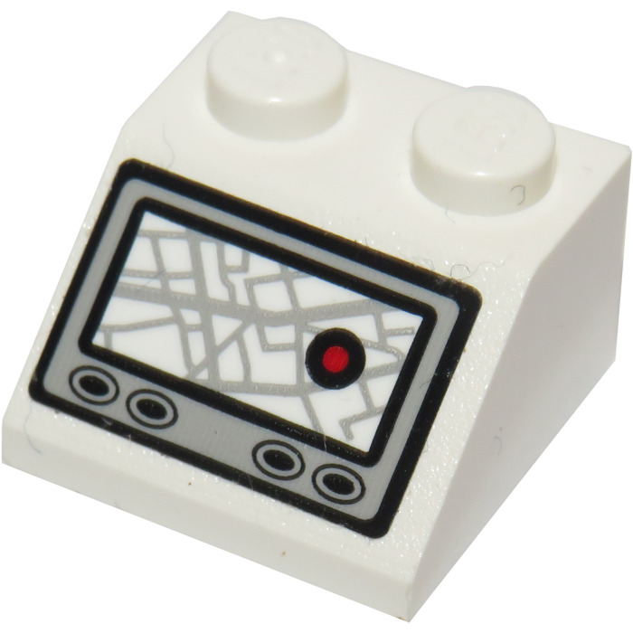 LEGO White Slope 2 x 2 (45°) with GPS Map Screen Sticker (3039) | Brick ...