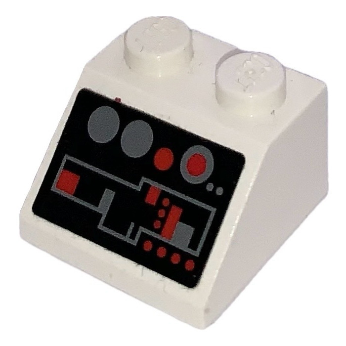 LEGO White Slope 2 x 2 (45°) with Red and Gray Buttons and Controls ...