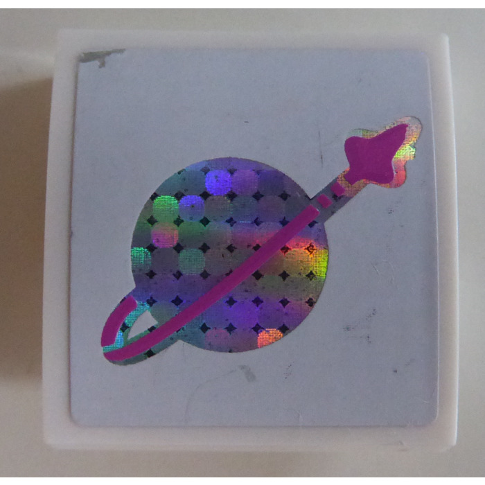 LEGO White Slope 2 x 2 Curved with Classic Space Logo with Pink Arrow ...