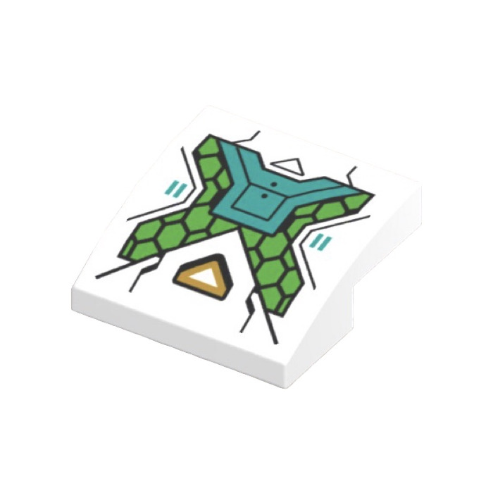 LEGO White Slope 2 x 2 Curved with Green Hexagonal Patterned X Panel ...