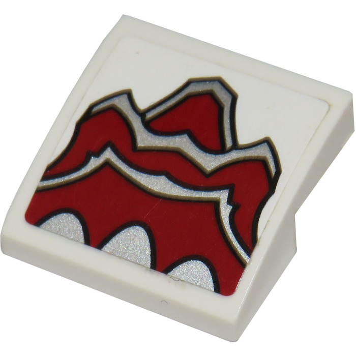 LEGO White Slope 2 x 2 Curved with Silver and Dark Red Paw Pattern ...