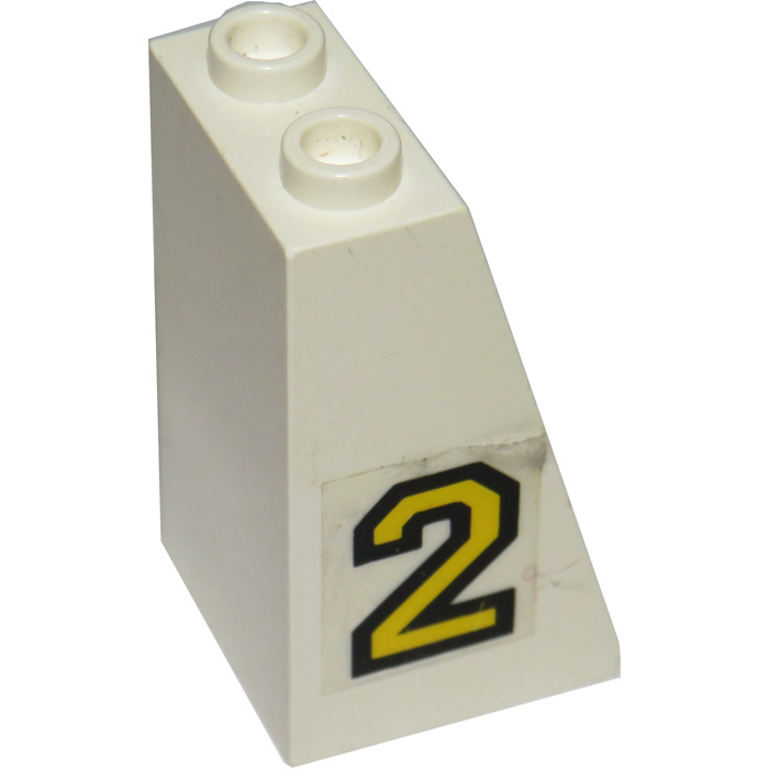 LEGO White Slope 2 x 2 x 3 (75°) with Number 2 Sticker Hollow Studs ...