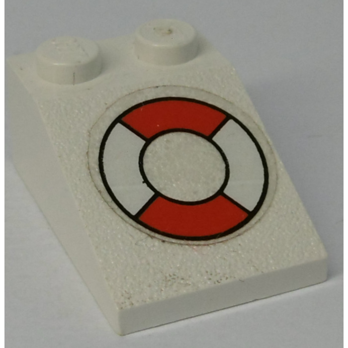LEGO White Slope 2 x 3 (25°) with Life Preserver Sticker (3298) | Brick ...