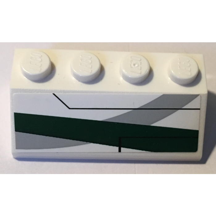 LEGO White Slope 2 x 4 (45°) with Black Shape Left Sticker (3037 ...