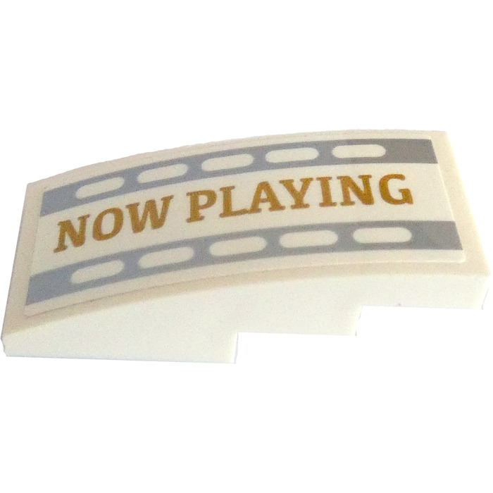 LEGO White Slope 2 x 4 Curved with Gold 'NOW PLAYING' Sticker (93606 ...