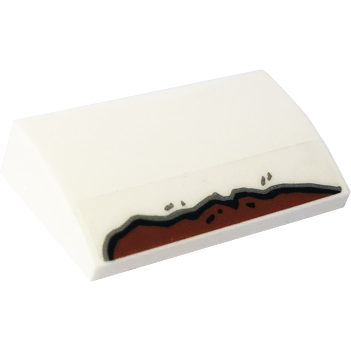 LEGO White Slope 2 x 4 Curved with Rust Sticker with Bottom Tubes ...
