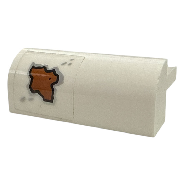 LEGO White Slope 2 x 4 x 1.3 Curved with rust (left) Sticker (6081 ...