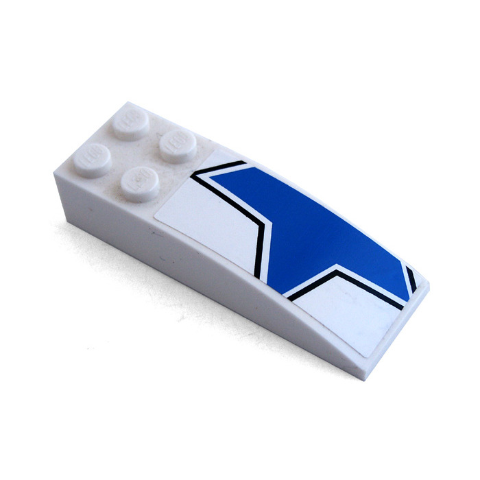 LEGO White Slope 2 x 6 Curved with Half Blue Star Right Sticker (44126 ...