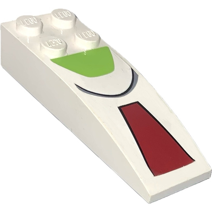 LEGO White Slope 2 x 6 Curved with Lime and Red Sections Sticker (44126 ...