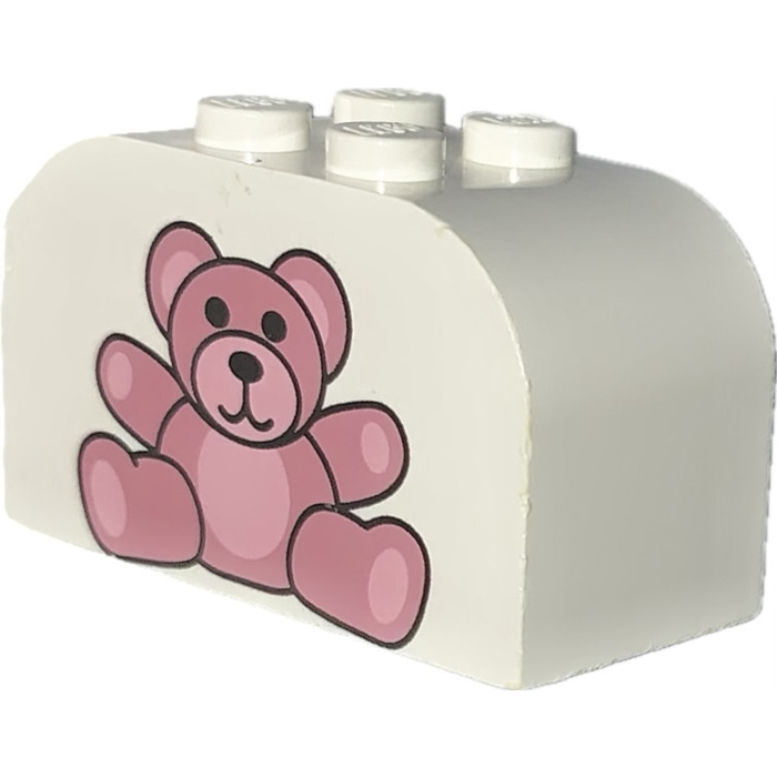 LEGO Slope Brick 2 x 4 x 2 Curved with pink Teddy Bear (4744) | Brick ...