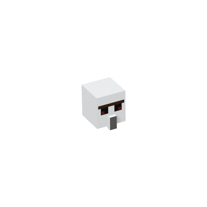 LEGO White Square Head with Nose with Iron Golem Face with Gray Nose ...