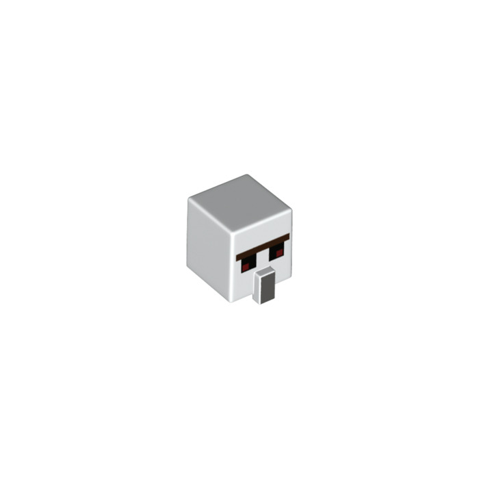 LEGO White Square Head with Nose with Iron Golem Face with Gray Nose ...