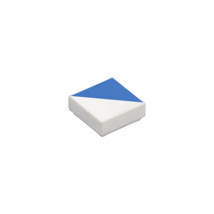 LEGO White Tile 1 x 1 with Blue Triangle with Groove (3070 / 112604 ...