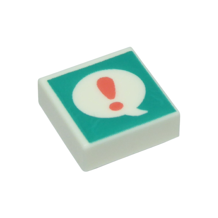 LEGO White Tile 1 x 1 with Exclamation Mark with Groove (3070) | Brick Owl