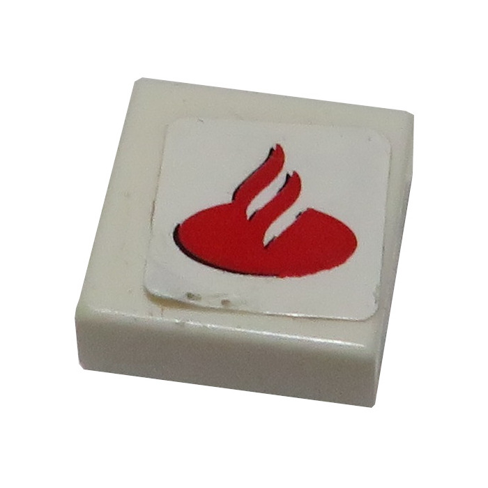 LEGO White Tile 1 x 1 with Santander Logo Sticker with Groove (3070 ...