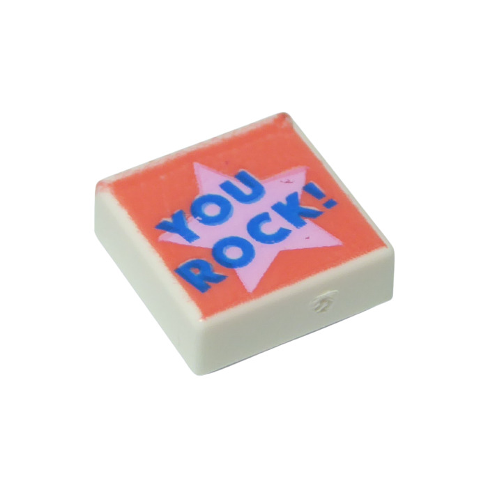 LEGO White Tile 1 x 1 with YOU ROCK! with Groove (3070) | Brick Owl ...