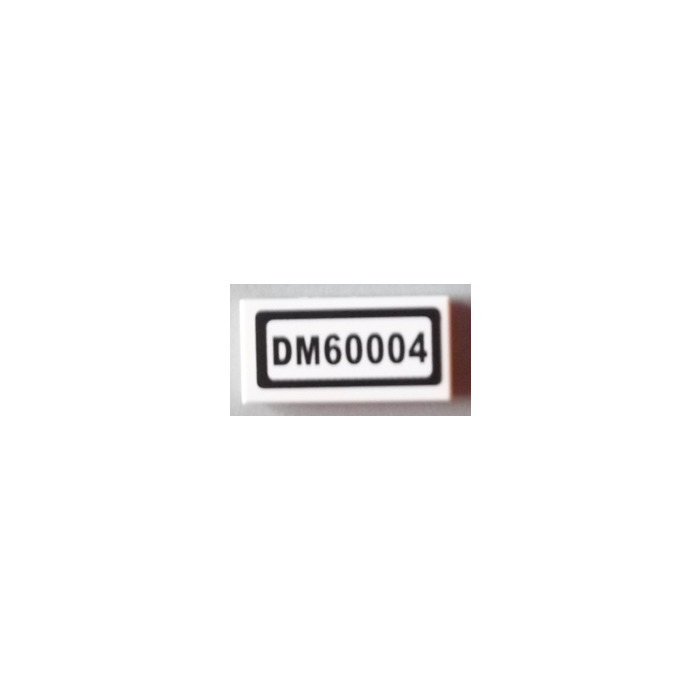 LEGO White Tile 1 x 2 with 'DM60004' Sticker with Groove (3069) | Brick ...