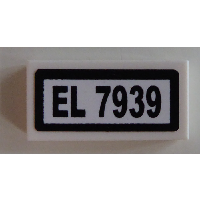 LEGO White Tile 1 x 2 with 'EL 7939' Sticker with Groove (3069) | Brick ...
