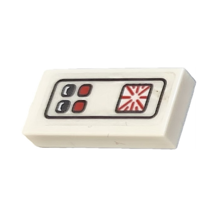 LEGO White Tile 1 x 2 with Elevator Control Panel Sticker with Groove ...