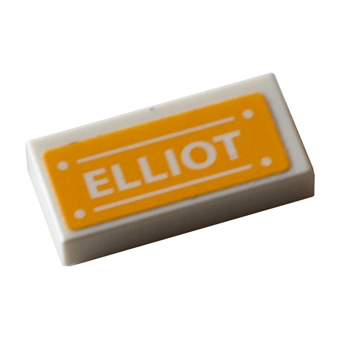 LEGO Tile 1 x 2 with Elliot nameplate Sticker with Groove (3069 ...