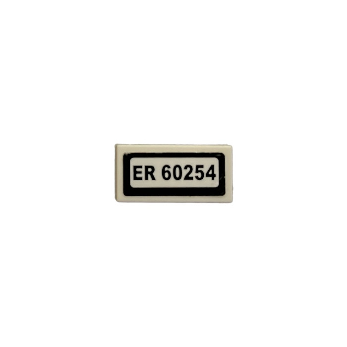 LEGO Tile 1 x 2 with ‘ER 60254’ License Plate Sticker with Groove (3069 ...