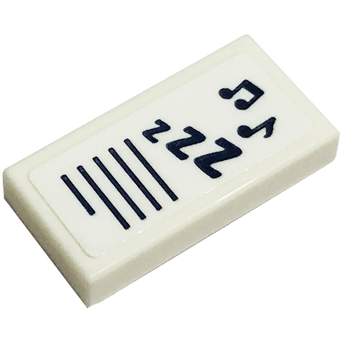 LEGO White Tile 1 x 2 with Notes, Letters Z, Lines Sticker with Groove ...