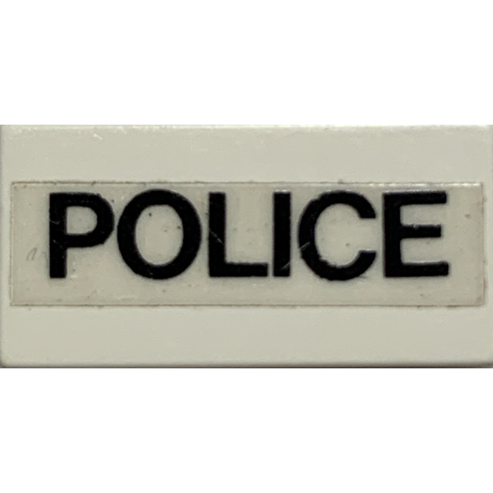 LEGO White Tile 1 x 2 with 'POLICE' Sticker with Groove (3069) | Brick ...