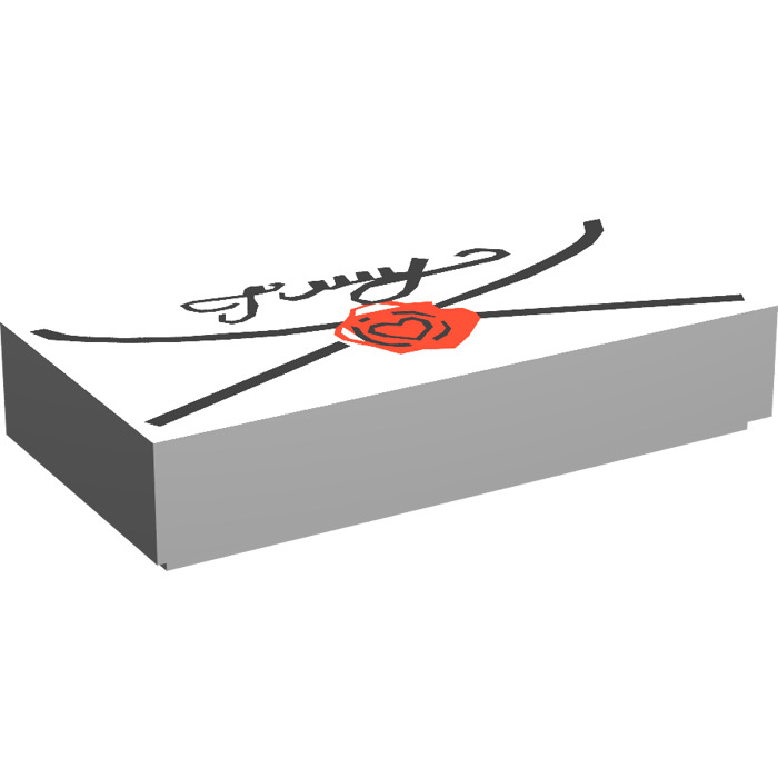 LEGO White Tile 1 x 2 with Sealed Envelope (with Writing) with Groove ...