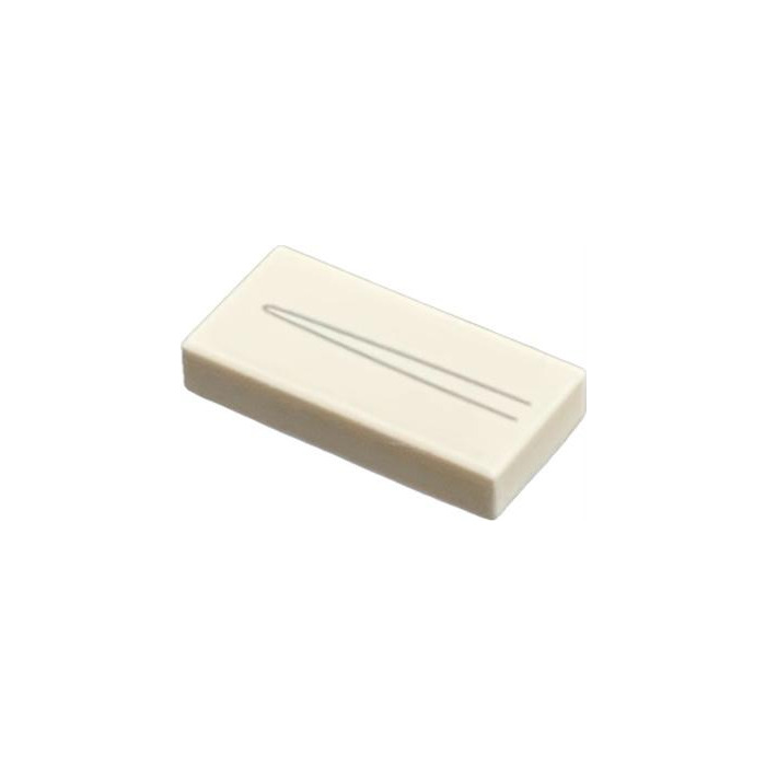 LEGO Tile 1 x 2 with Thin V-Shaped Line Sticker with Groove (3069 ...